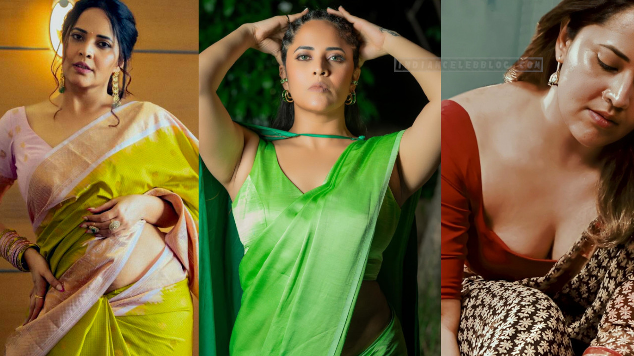 Anasuya bharadwaj telugu anchor sps1x1 sleeveless sari photoshoot tn – indiancelebblog