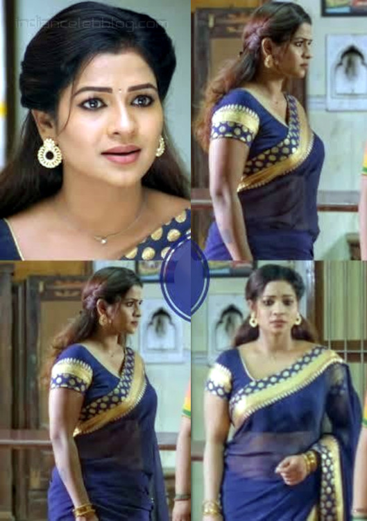 Leesha eclairs tamil tv serial actress cm1x2 transparent saree serial ...