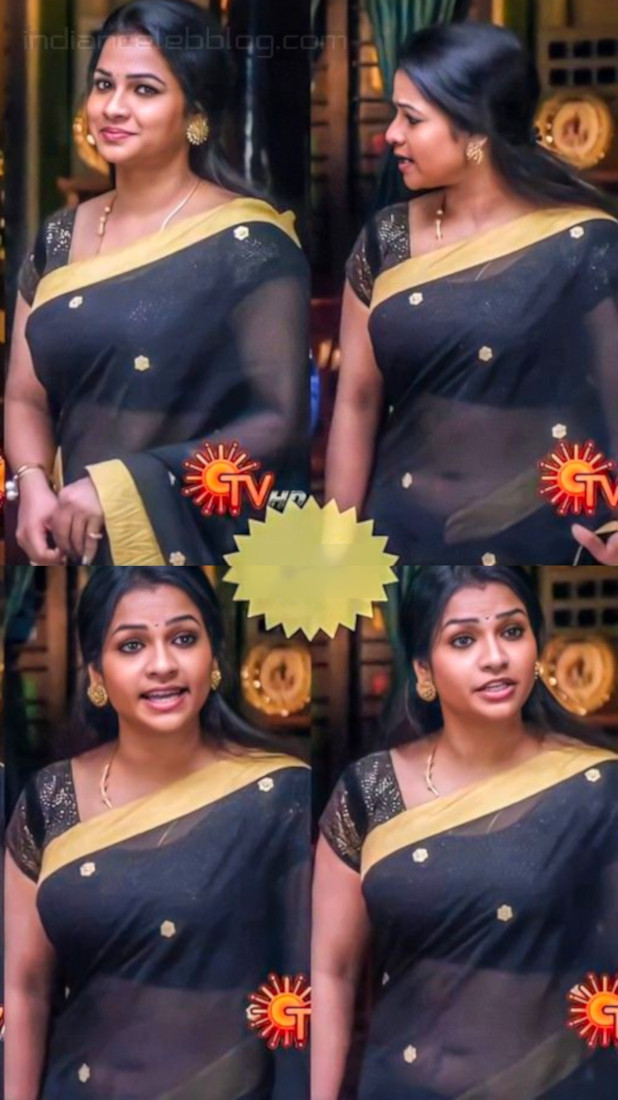 Leesha eclairs tamil tv serial actress cm1x9 transparent saree serial ...