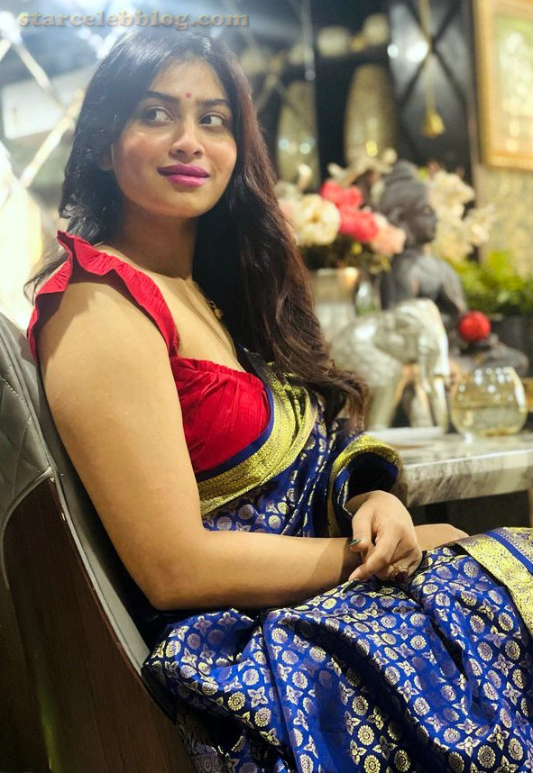 Shivani narayanan s2x17 low neck choli saree social media – indiancelebblog