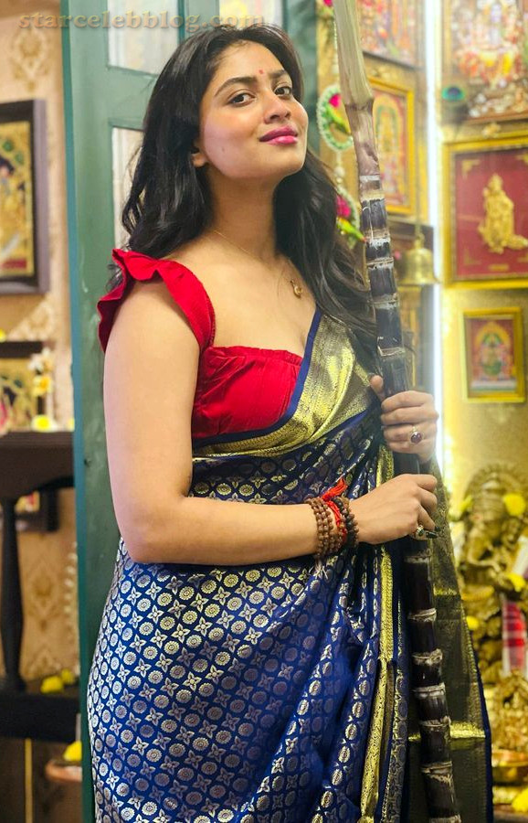 Shivani narayanan s2x18 low neck choli saree social media – indiancelebblog
